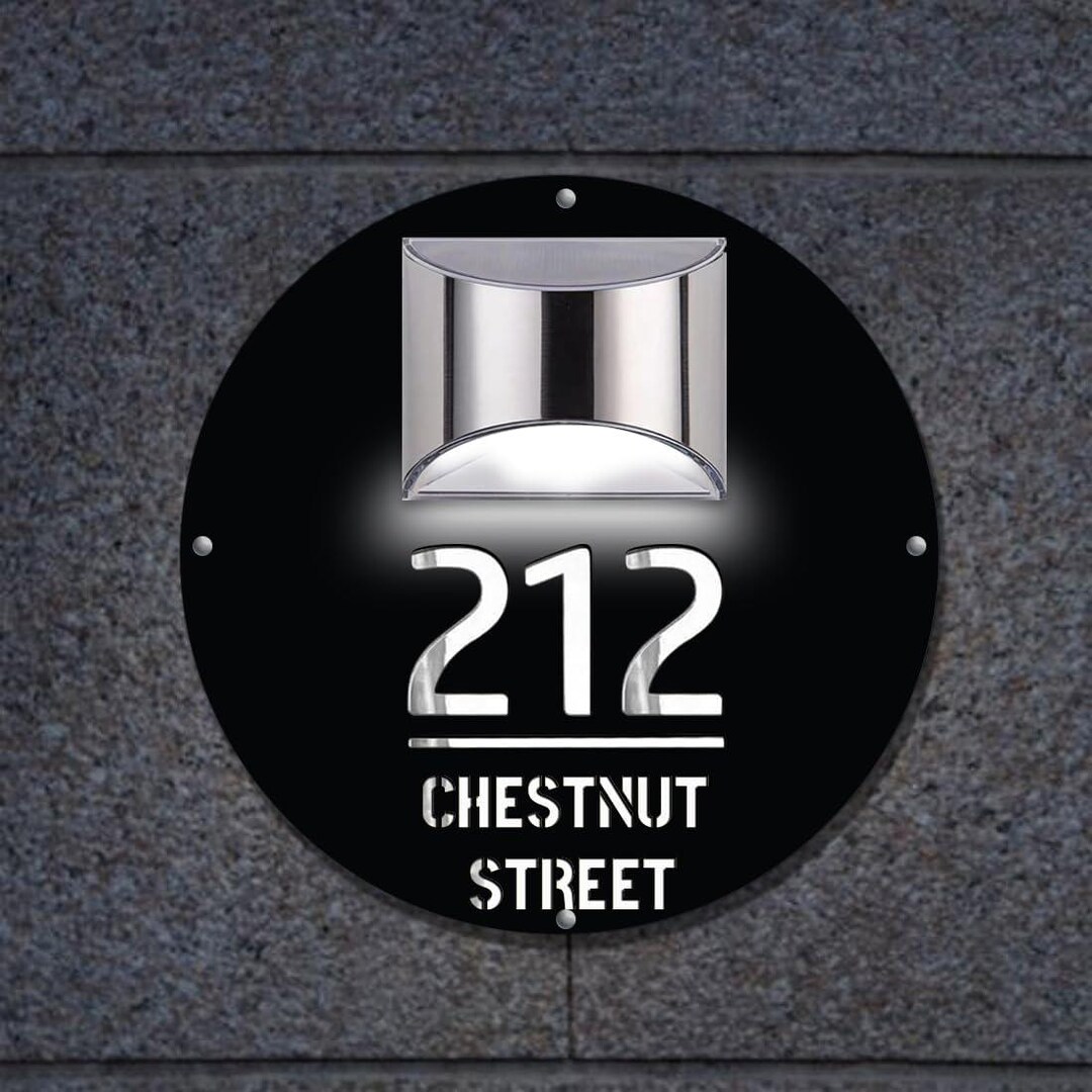 Personalised Modern Solar House Number for Outdoors, Solar House Number ...