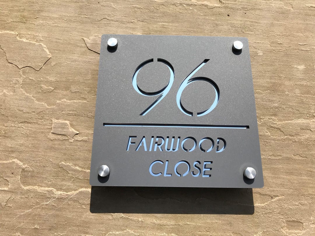 Contemporary Square House Sign Door Number Acrylic Door Sign Bespoke ...