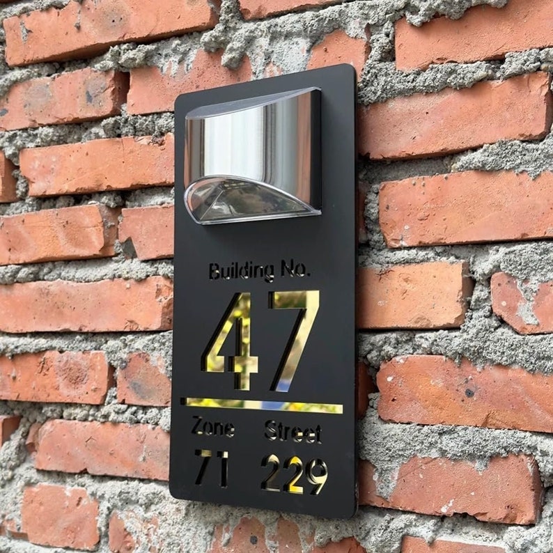 Illuminated Solar Light House Number Plaque for Personalized Door Sign ...