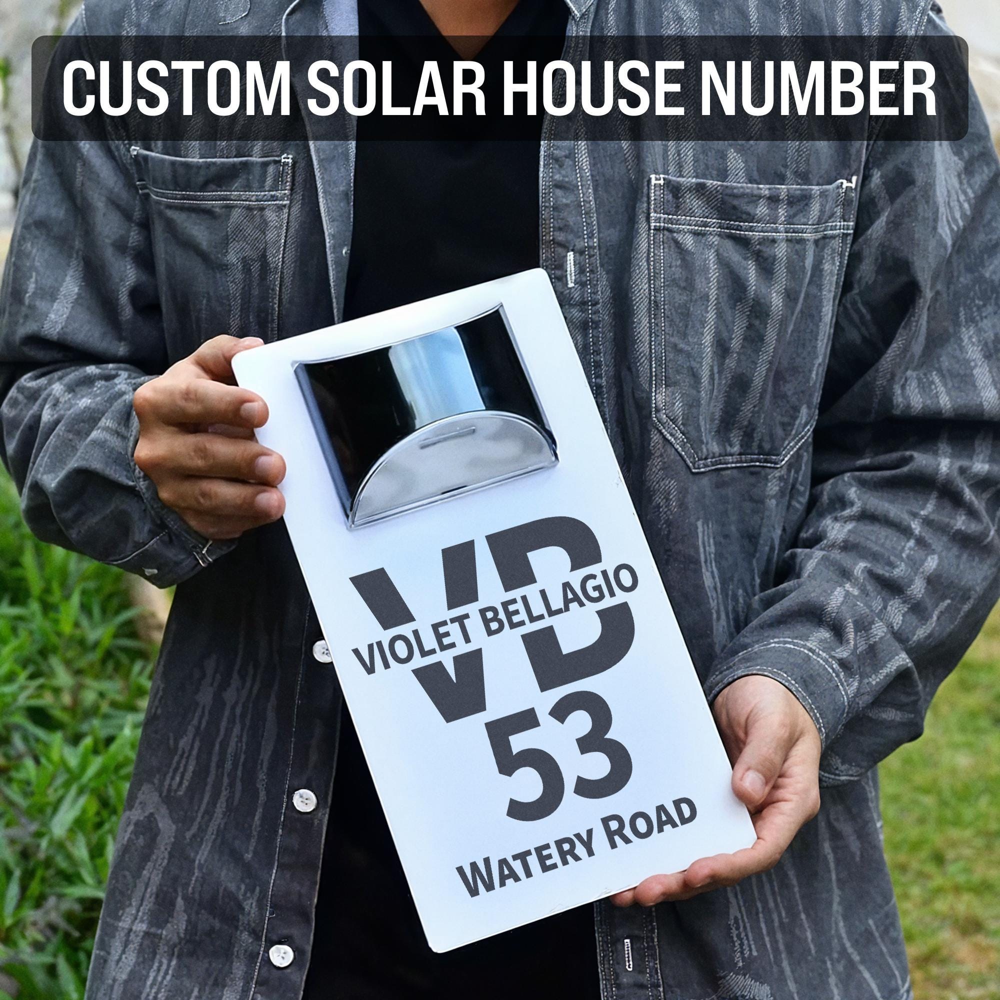 Stunning Black House Sign With Solar Light Acrylic Marble Property ...