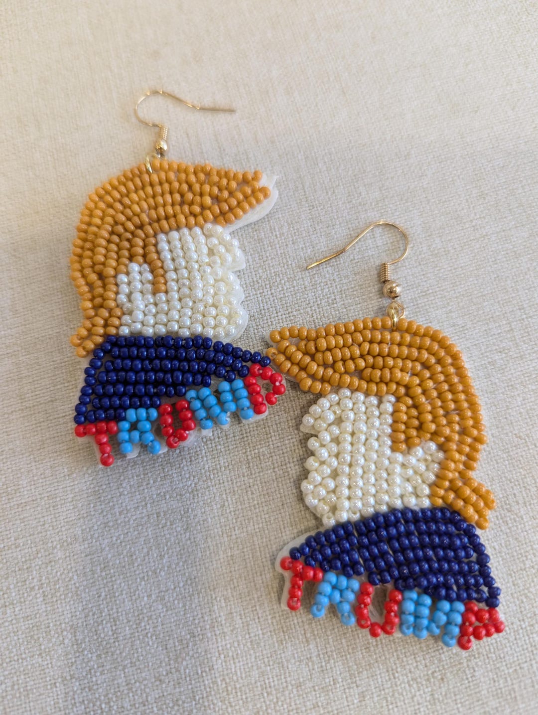 Handmade Beaded Trump Earrings - 2024 MAGA Election Jewelry, USA ...