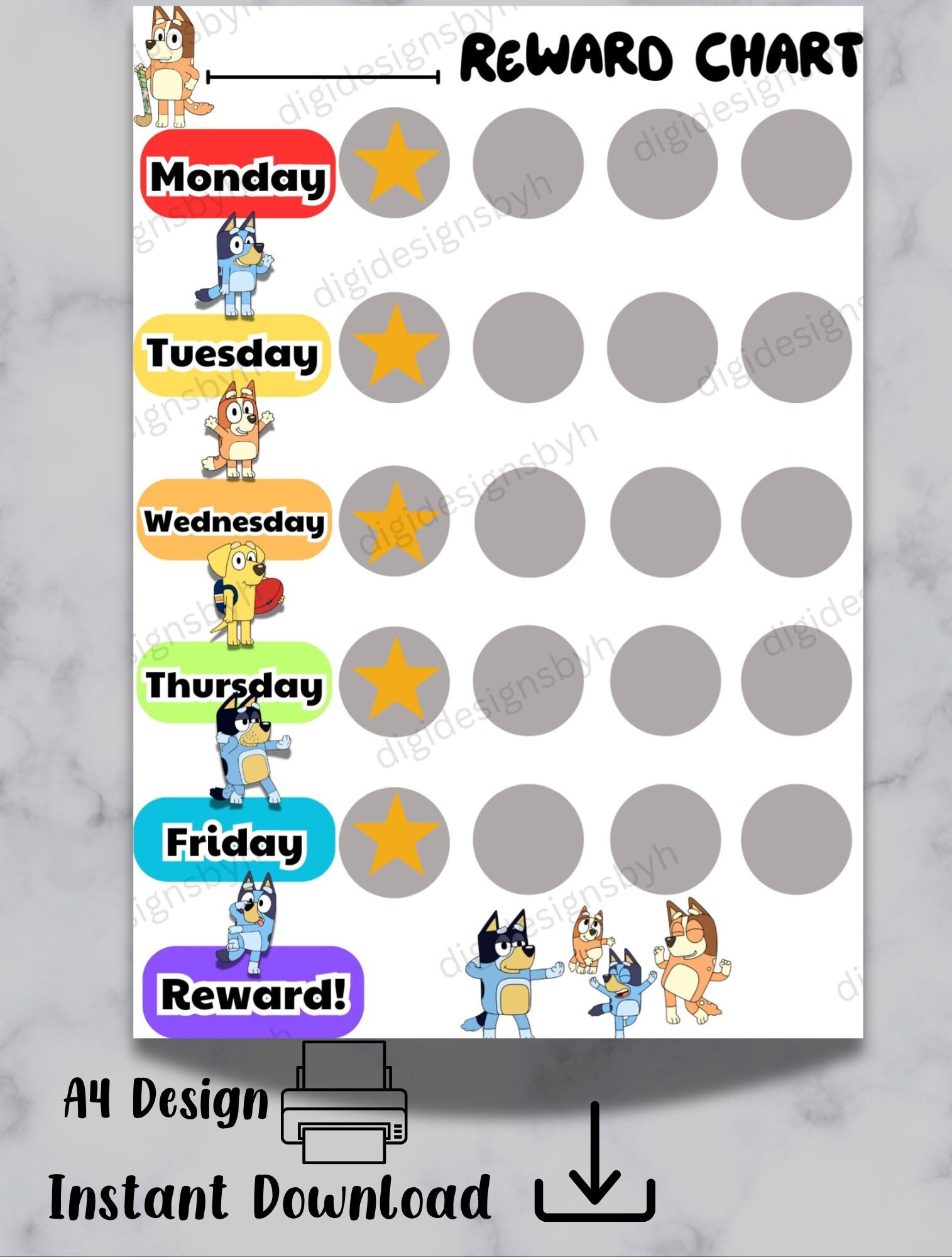 Bluey Reward Chart Printable Chart Kids Reward Chart Kids Printable ...
