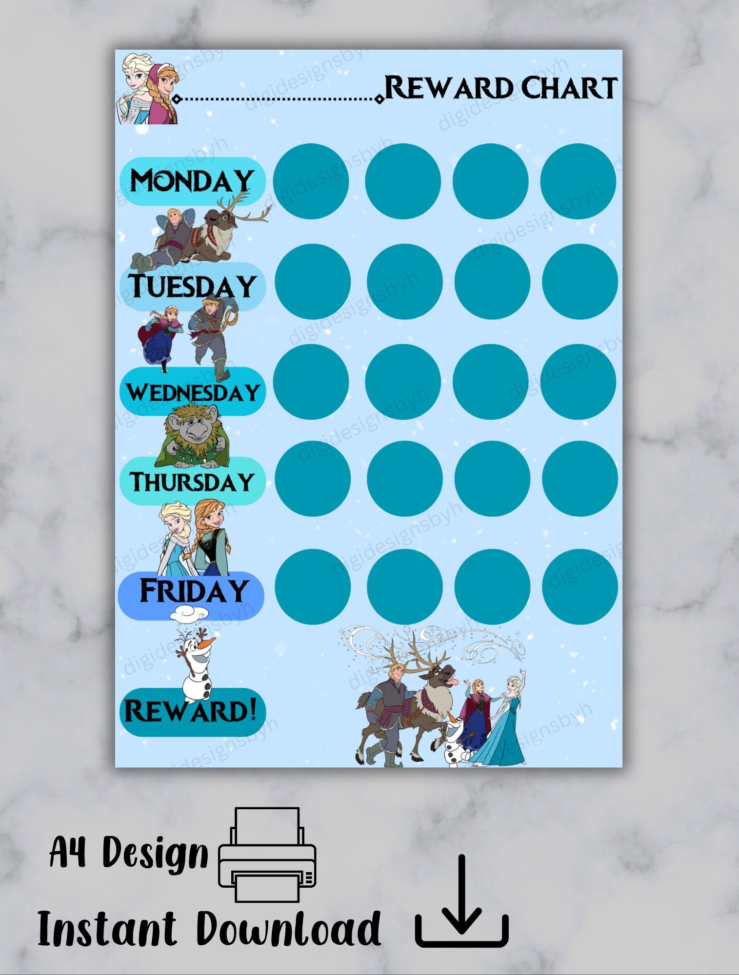 Frozen Reward Chart Kids Frozen Reward Chart Kids Reward Chart ...