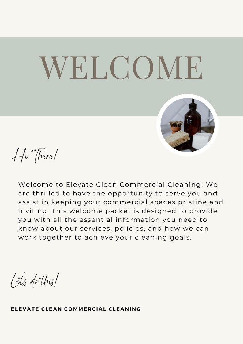 Editable Cleaning Service Welcome Packet | Customize on Canva for Free ...
