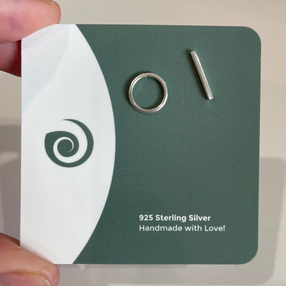 Circle and Line Mismatch Studs Sterling, Silver, Handmade, Craft ...