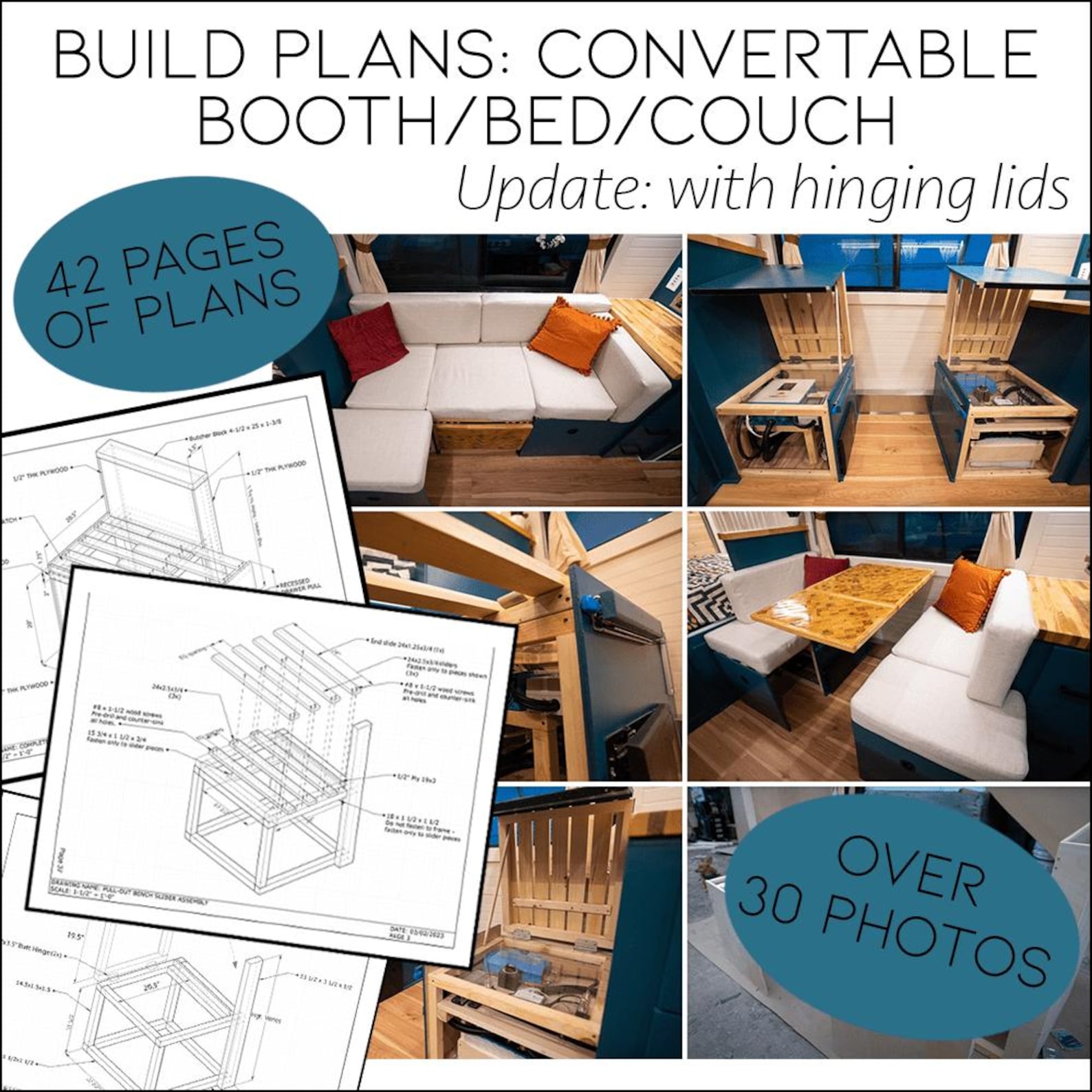 Build Plans: Couch/booth/bed Convertible Furniture (with Hinging Lid ...