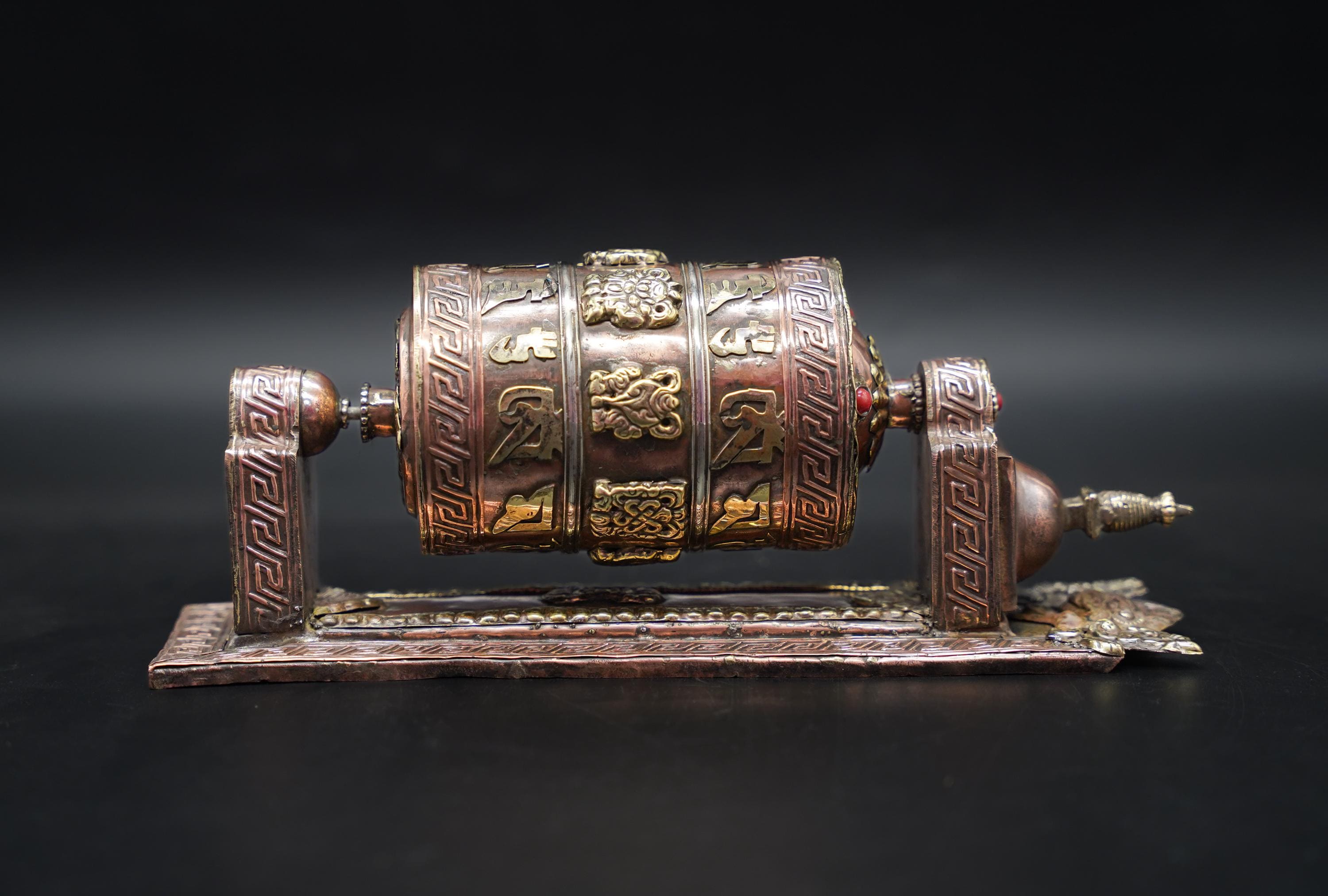 Handcrafted 10 Inches Tibetan Buddhist Prayer 1 Wheel Hand Spinning ...
