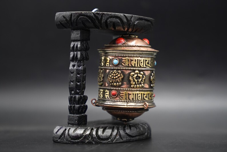 Handcrafted Tibetan Prayer Wheel: Carved Mantra Design, Nepal - Etsy