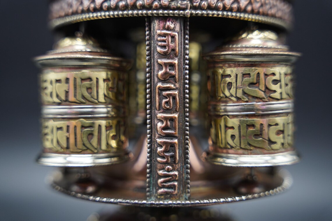 Handcrafted Tibetan Buddhist Prayer Wheel: Carved Mantra Design - Etsy
