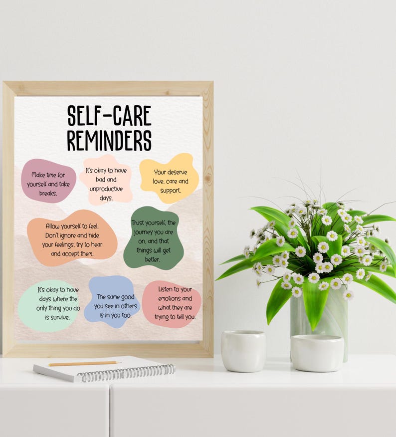 Self-care Poster, Calming Corner, Therapy Office Decor, Self Care ...