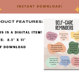 Self-care Poster, Calming Corner, Therapy Office Decor, Self Care ...