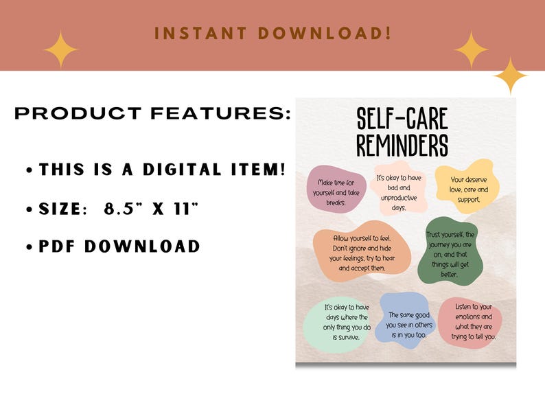 Self-care Poster, Calming Corner, Therapy Office Decor, Self Care ...