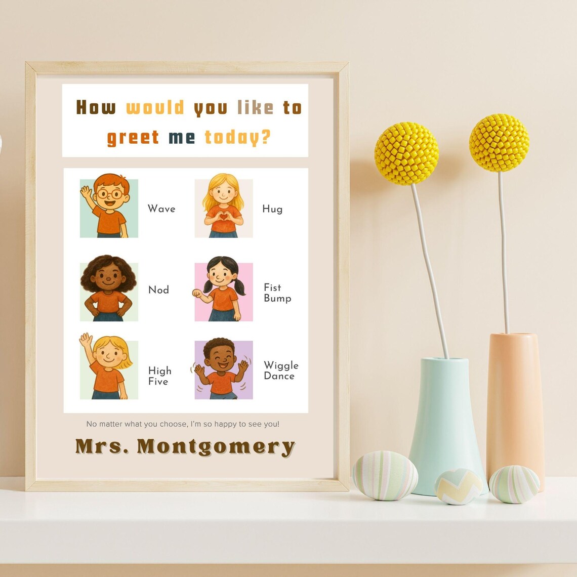 Editable Student Greeting Sign: Classroom Check-in Canva Template ...