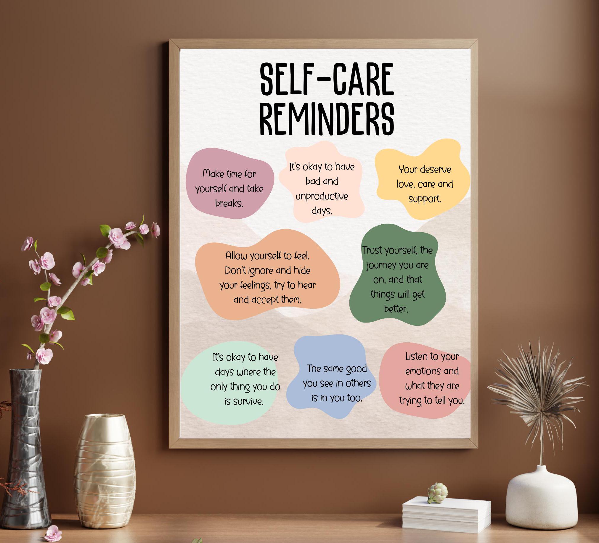 Self-care Poster, Calming Corner, Therapy Office Decor, Self Care ...