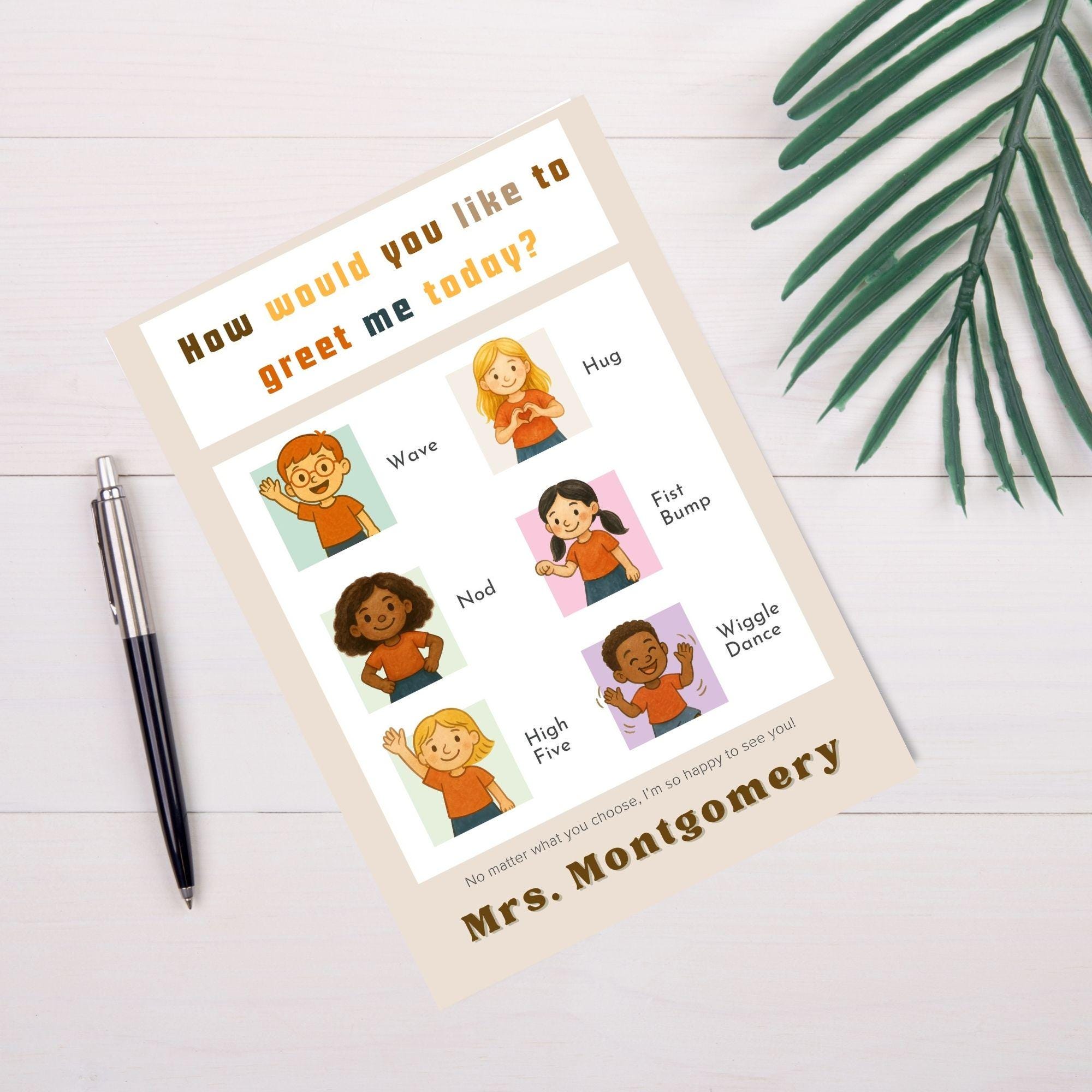 Editable Student Greeting Sign: Classroom Check-in Canva Template ...