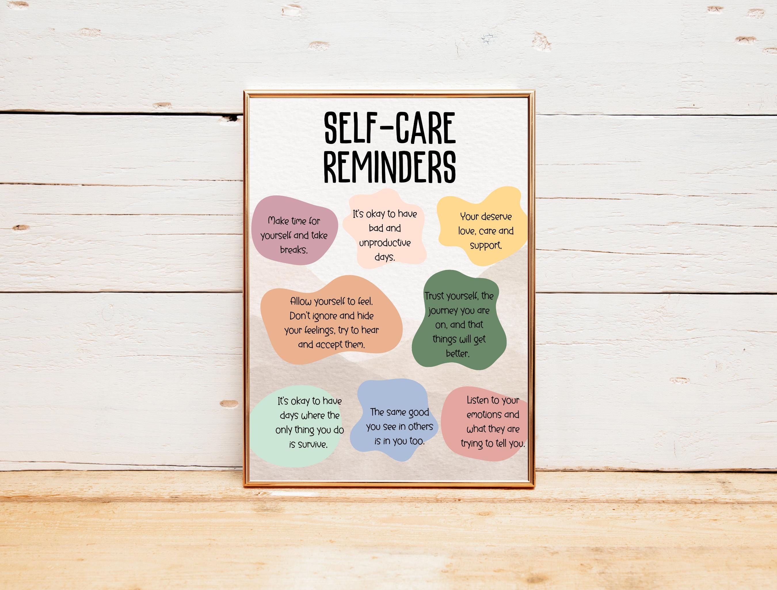 Self-care Poster, Calming Corner, Therapy Office Decor, Self Care ...