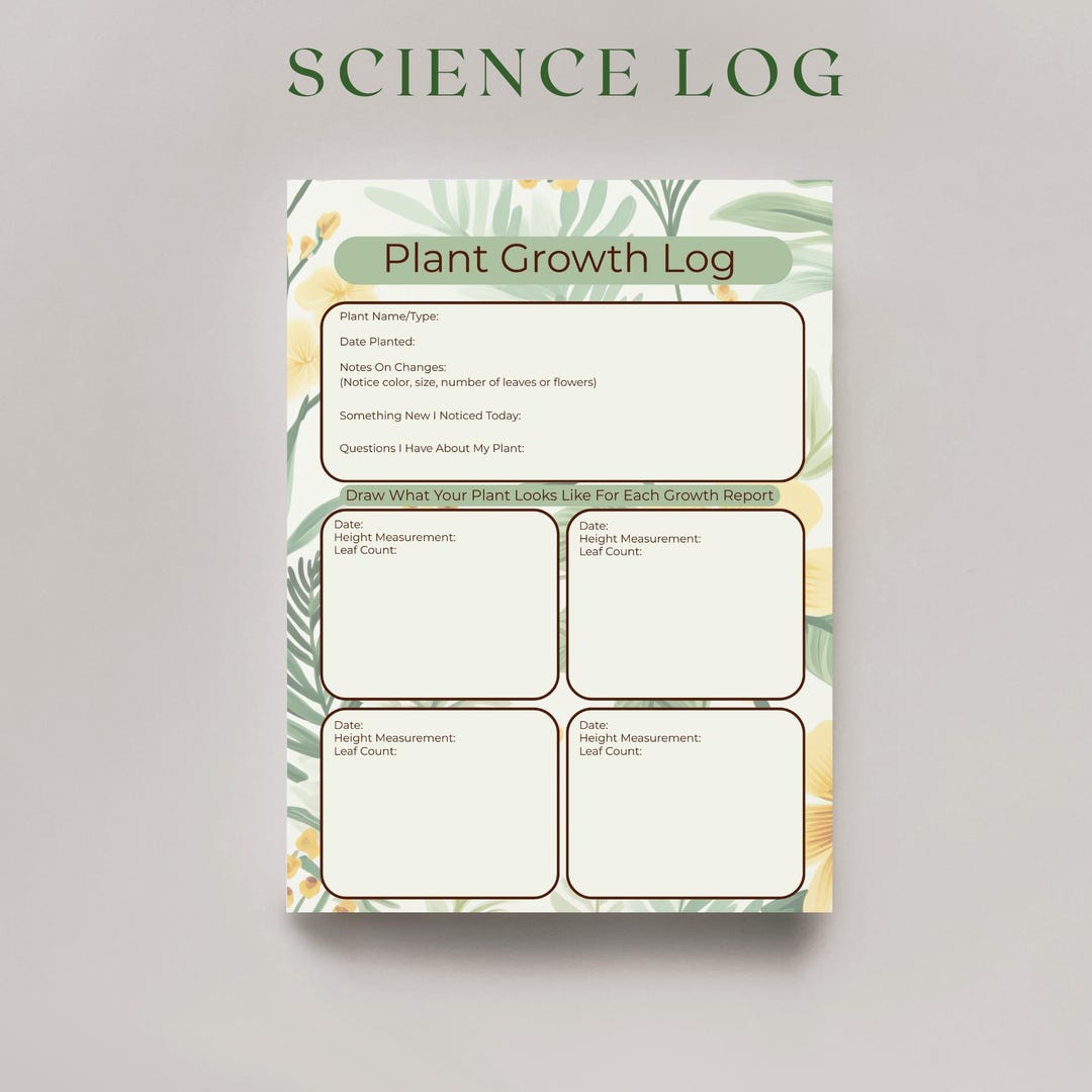 Plant Growth Log Printable |homeschool Science Worksheet |nature Study ...