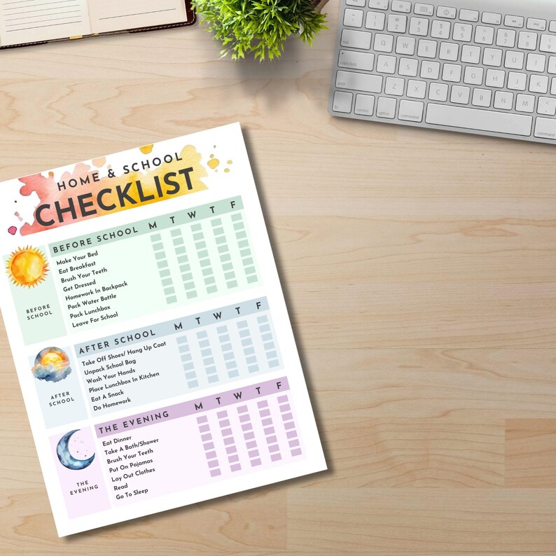 Kids Daily Routine Checklist | Morning, School, Evening (PDF Download ...