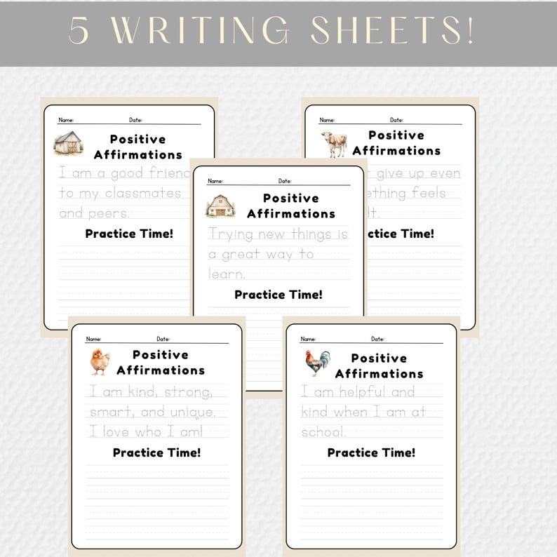 Farm Animals Handwriting Practice Sheet: Pre-k Writing, Tracing (PDF ...