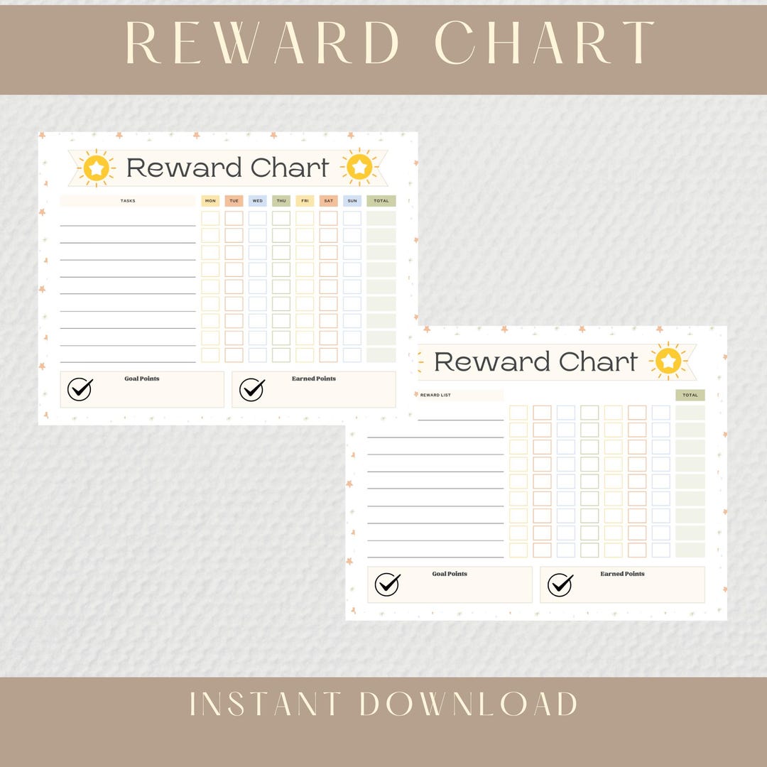 Editable Kids Reward Chart: Chore & Behavior Tracker (printable PDF ...