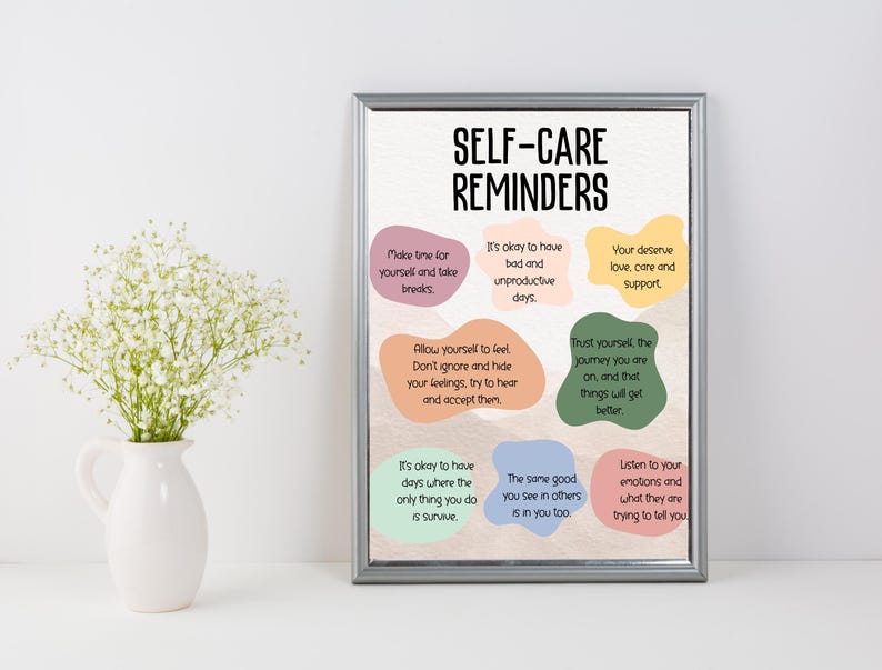 Self-care Poster, Calming Corner, Therapy Office Decor, Self Care ...