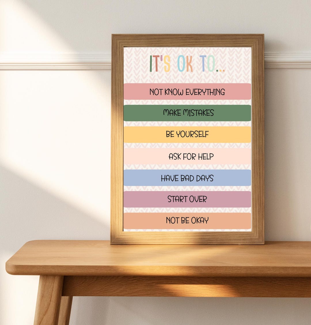 It’s Okay to Be Yourself Poster, Calming Corner, Therapy Office Decor ...