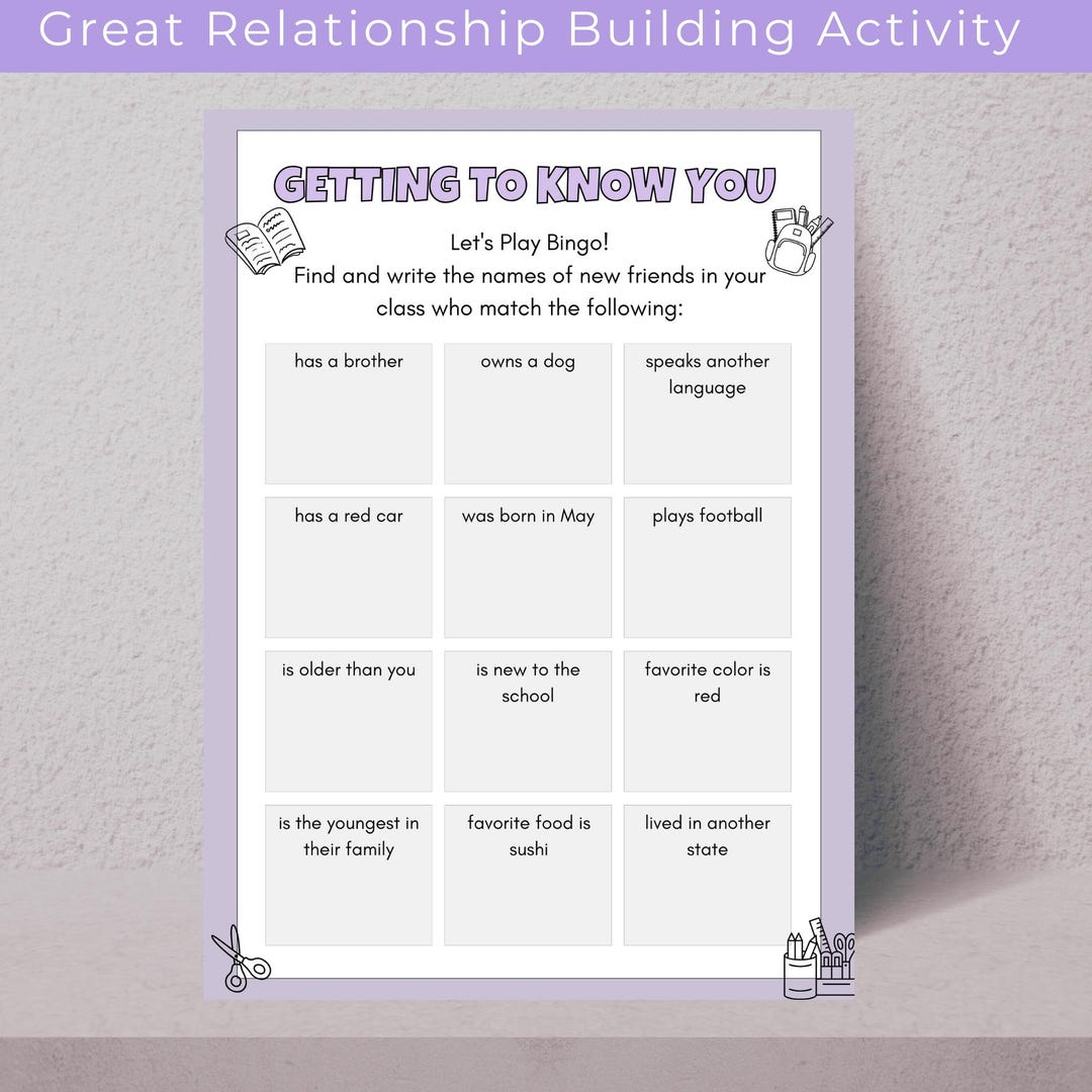 Getting to Know You Bingo: Icebreaker Game for Classrooms (PDF Download ...