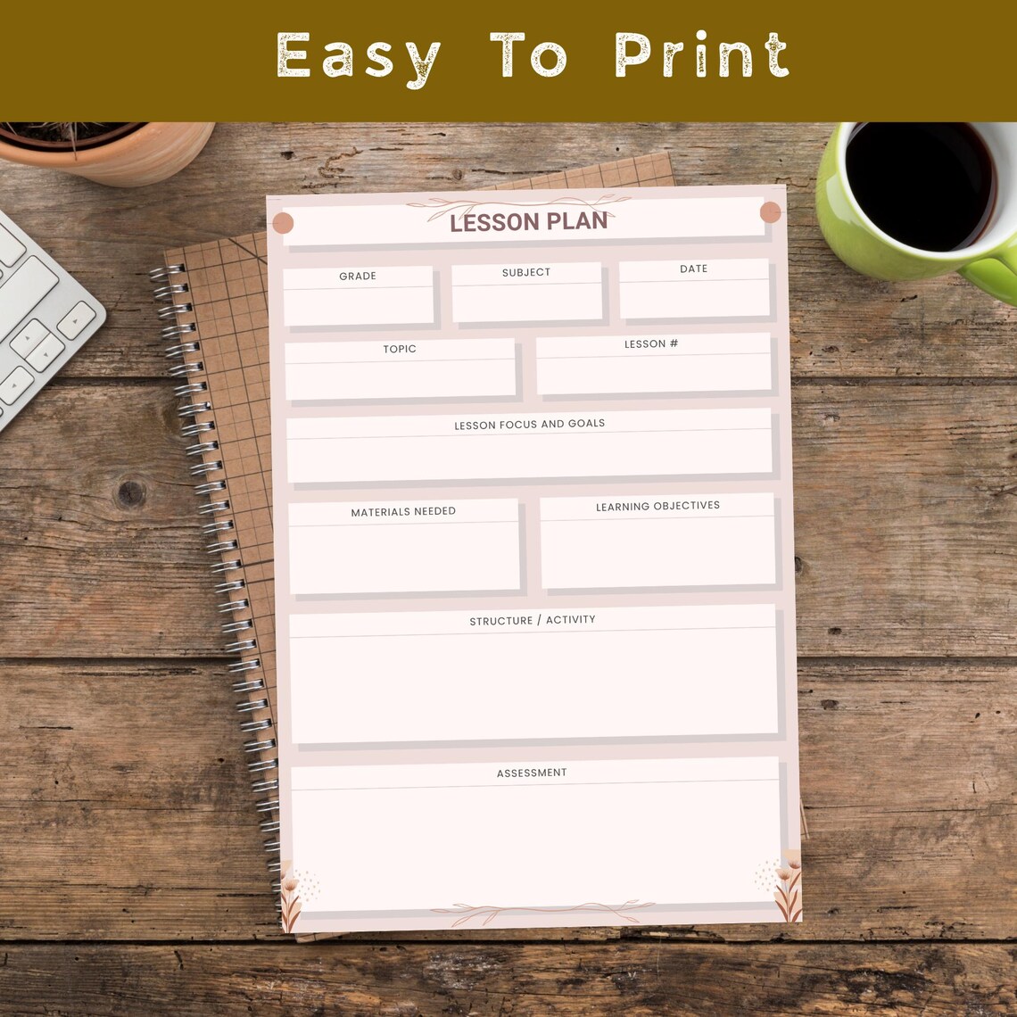 Boho Teacher Lesson Planner: Printable & Digital Planning Sheet (PDF ...