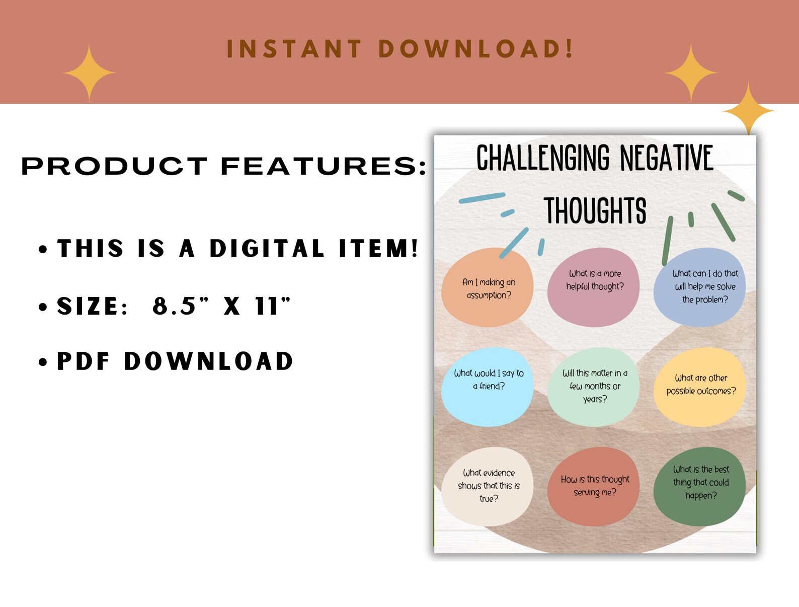 Challenging Negative Thoughts Poster, Calming Corner, Therapy Office ...