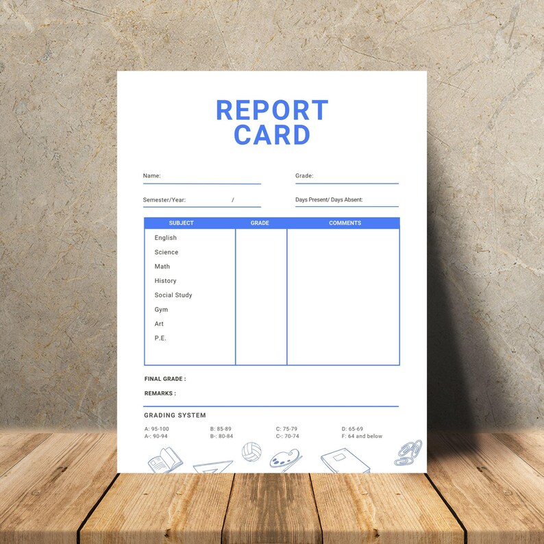 Printable Homeschool Report Card: Editable PDF, US Letter (digital ...