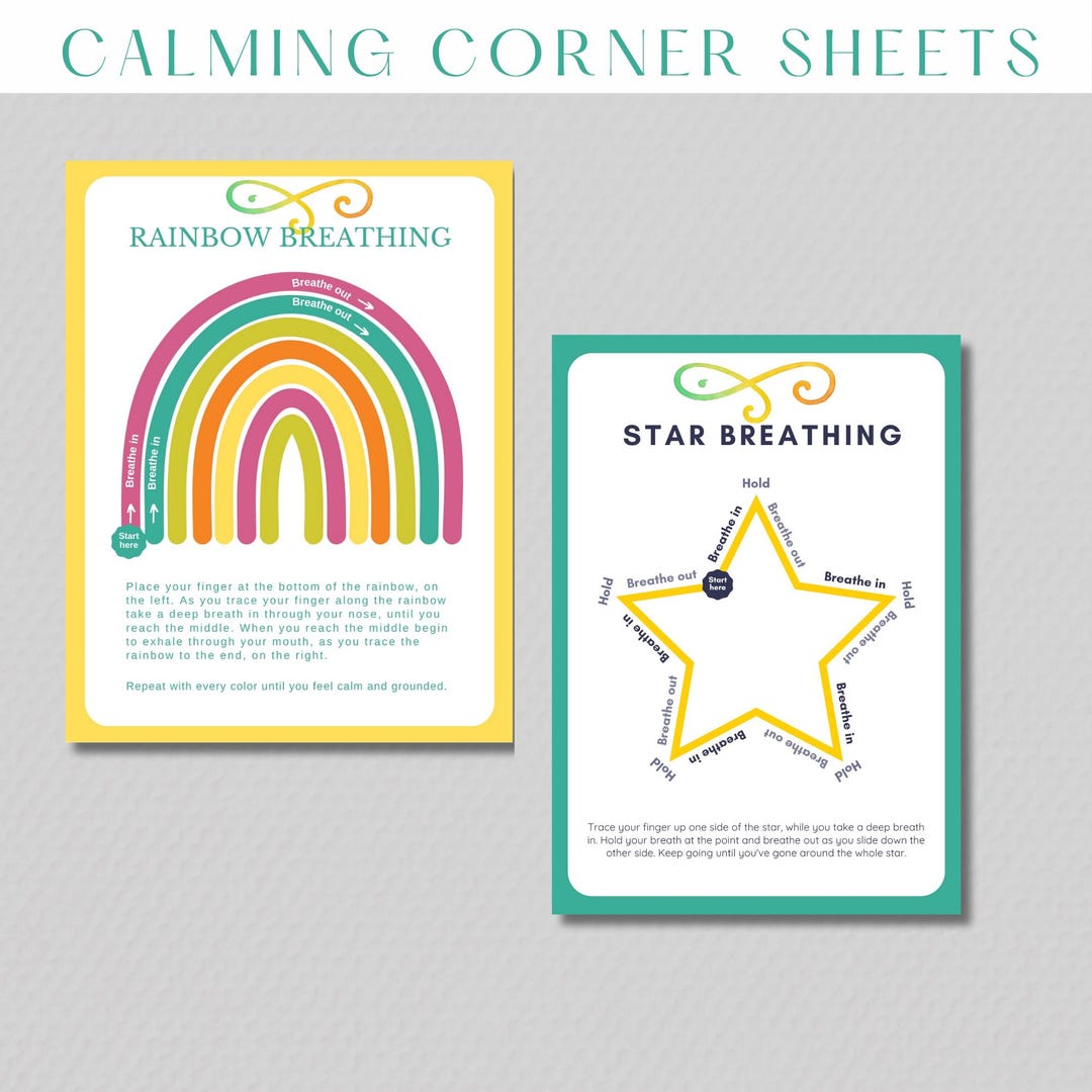 Calming Corner Breathing Posters|mindful Breathing for Kids|printable ...