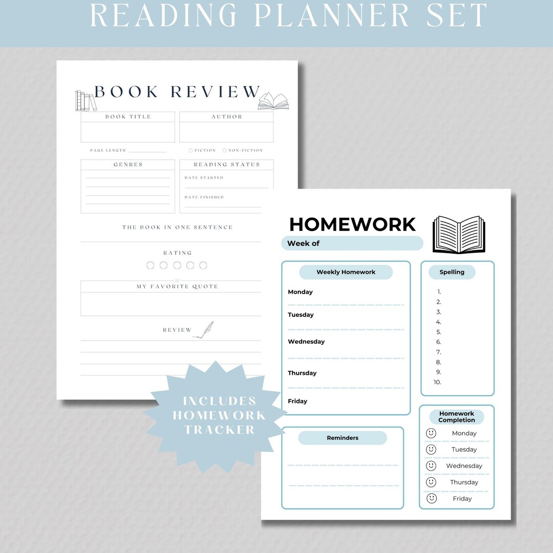 Student Academic Success Bundle | Reading Planner & Homework Tracker ...