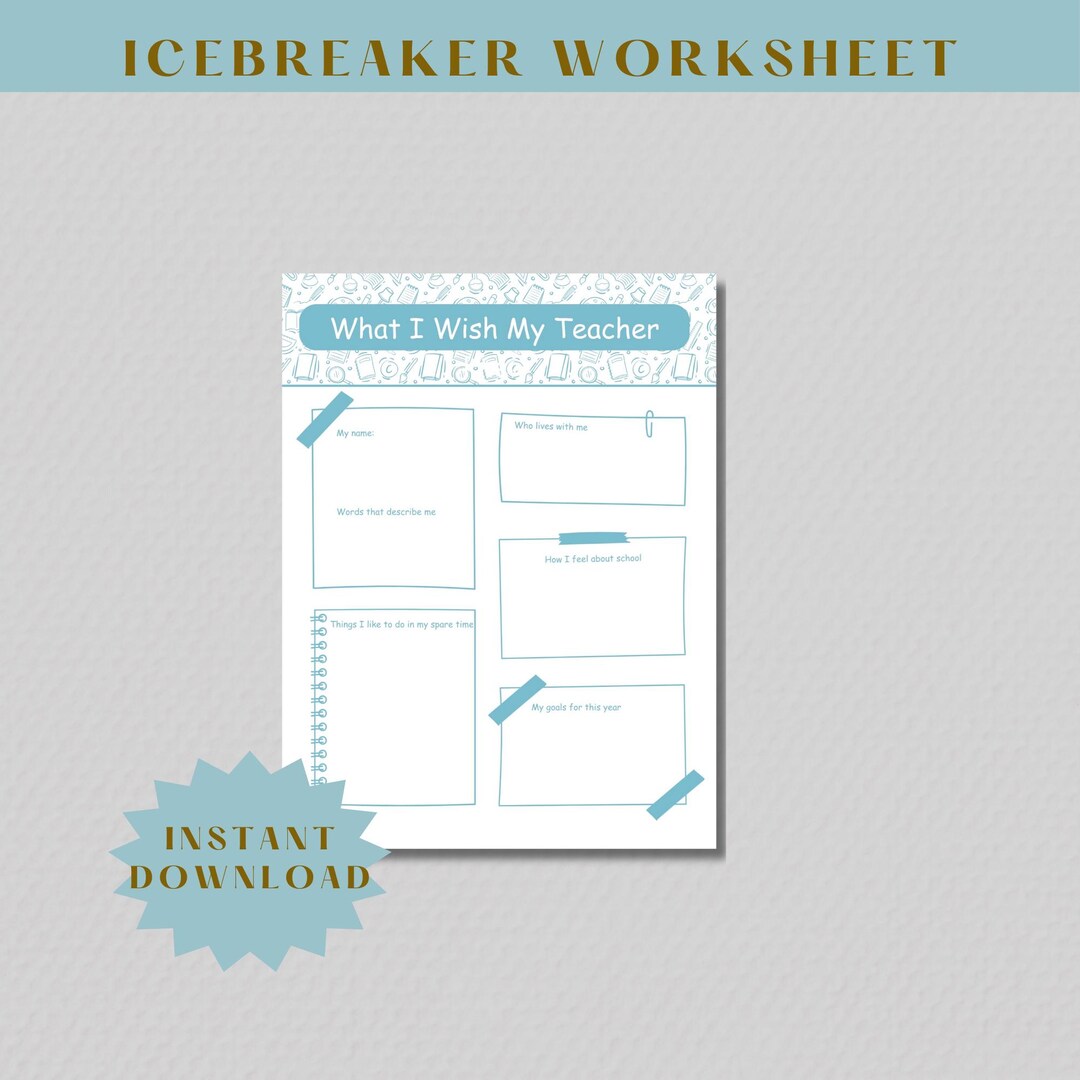 Middle School Icebreaker Worksheet: What I Wish My Teacher Knew (PDF ...