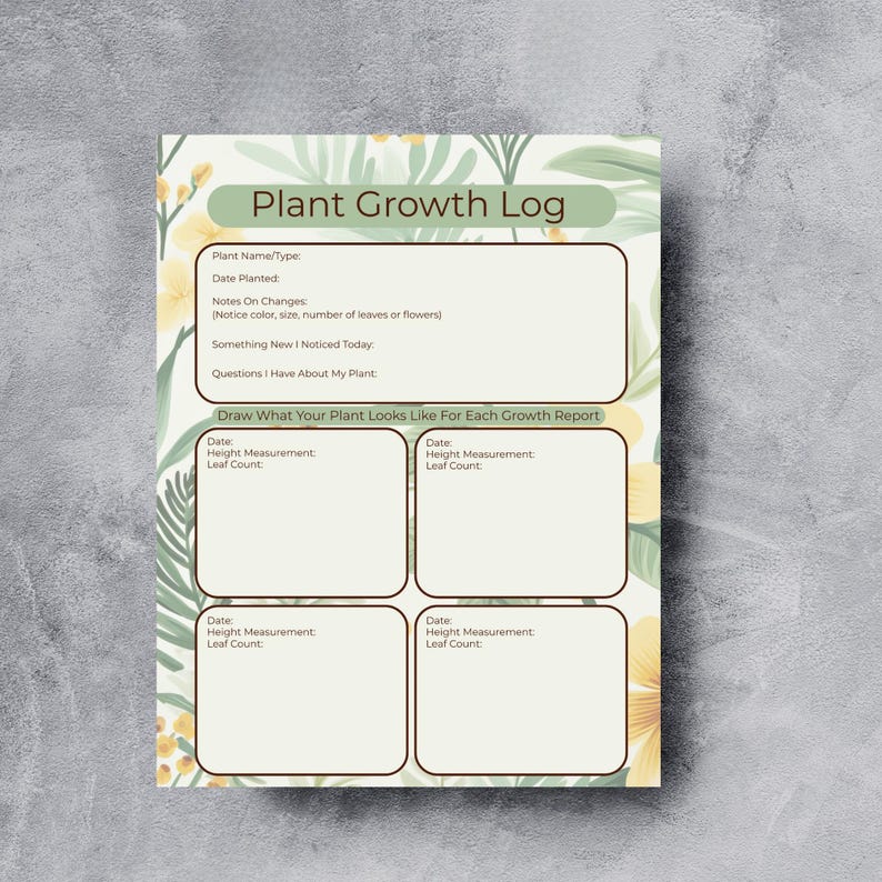 Plant Growth Log Printable |homeschool Science Worksheet |nature Study ...