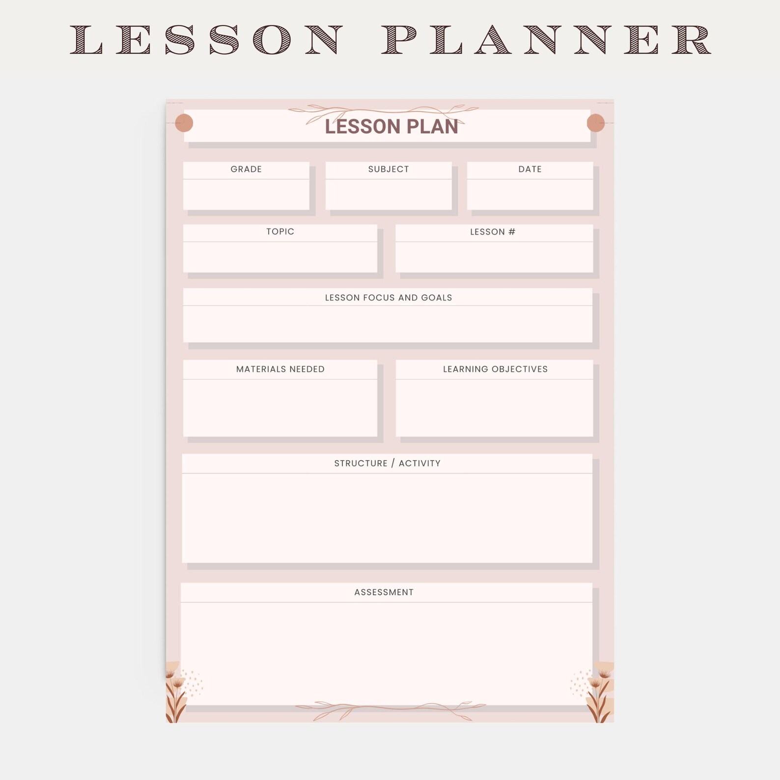 Boho Teacher Lesson Planner: Printable & Digital Planning Sheet (PDF ...
