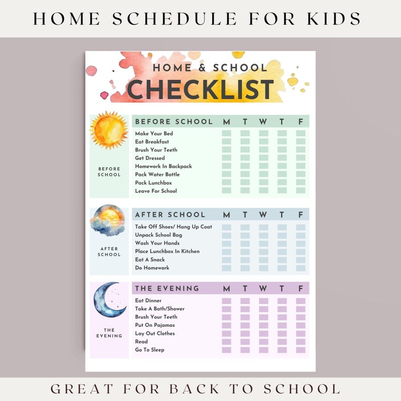 Printable Morning Routine Checklist|morning Home Routine Schedule ...
