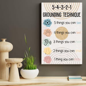 Grounding Techniques Poster, Calming Corner, Therapy Office Decor, Self ...