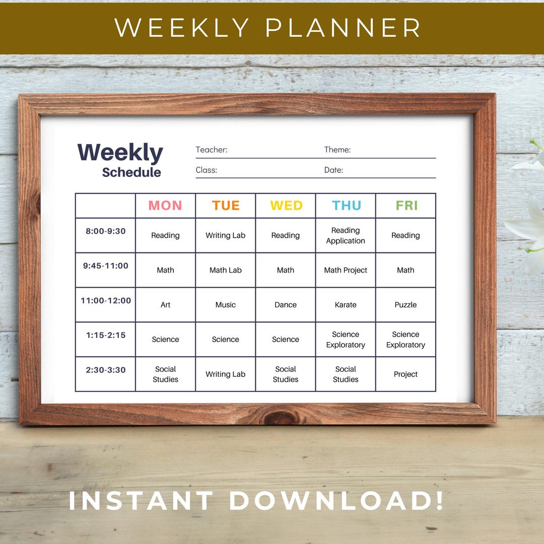 Homeschool Weekly Schedule | Printable Planner (PDF) - Etsy
