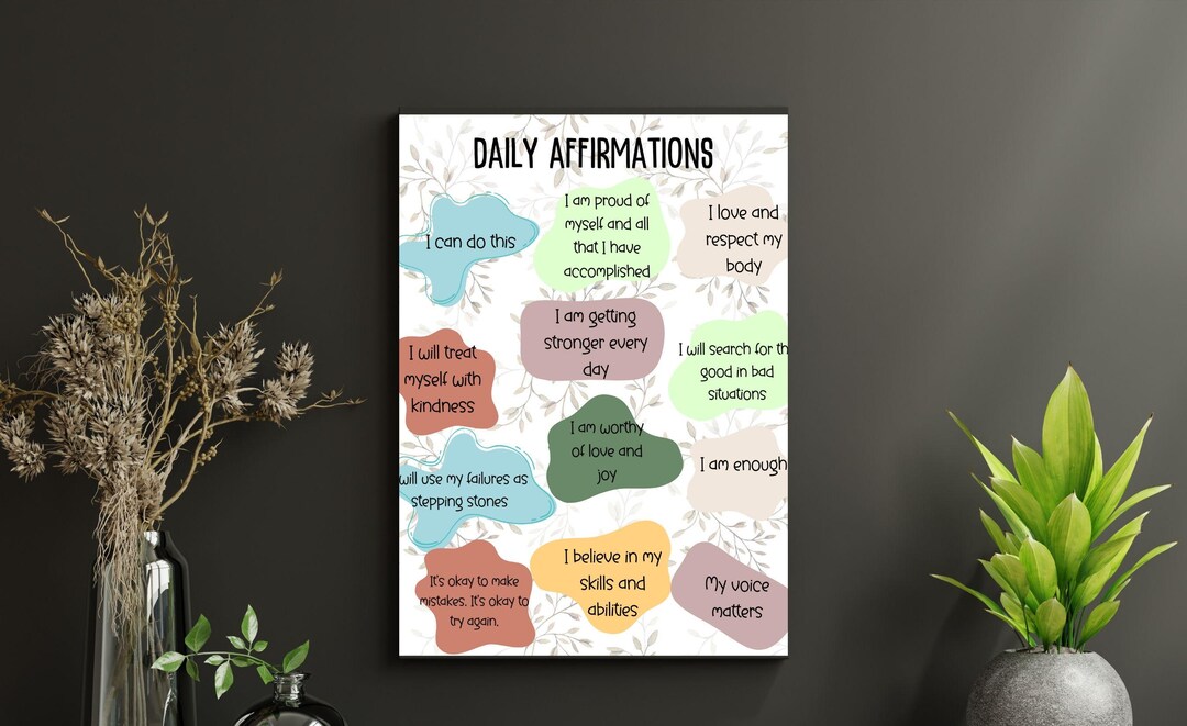 Daily Affirmation Poster, Calming Corner, Therapy Office Decor, Self ...