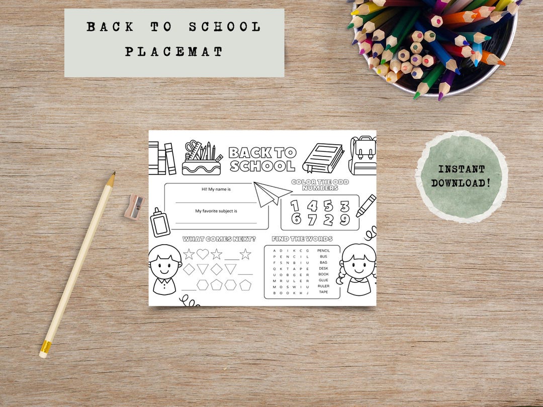 Back to School Activity Placemat: Printable Games, Editable in Canva ...