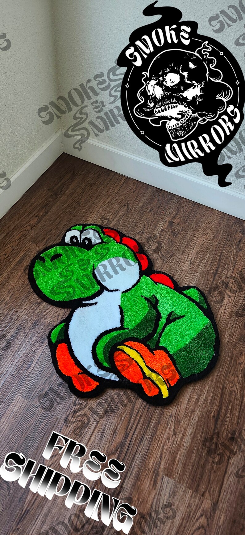 Chunky Yoshi Tufted Rug Free Shipping Handmade Decor Nintendo for Him ...