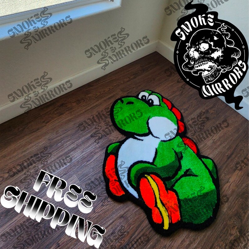 Chunky Yoshi Tufted Rug Free Shipping Handmade Decor Nintendo for Him ...