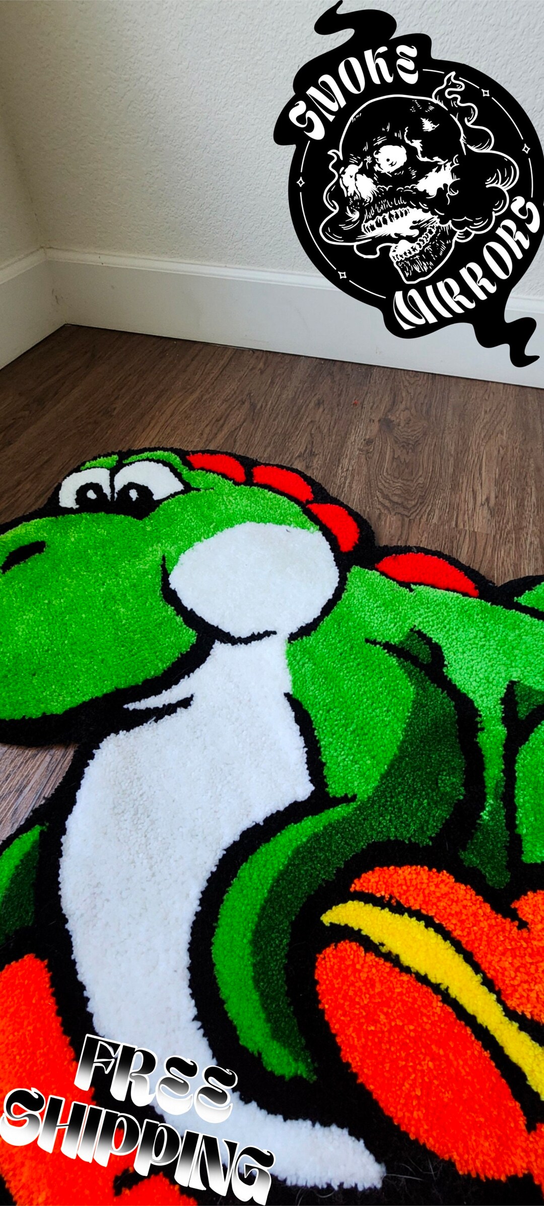 Chunky Yoshi Tufted Rug Free Shipping Handmade Decor Nintendo for Him ...