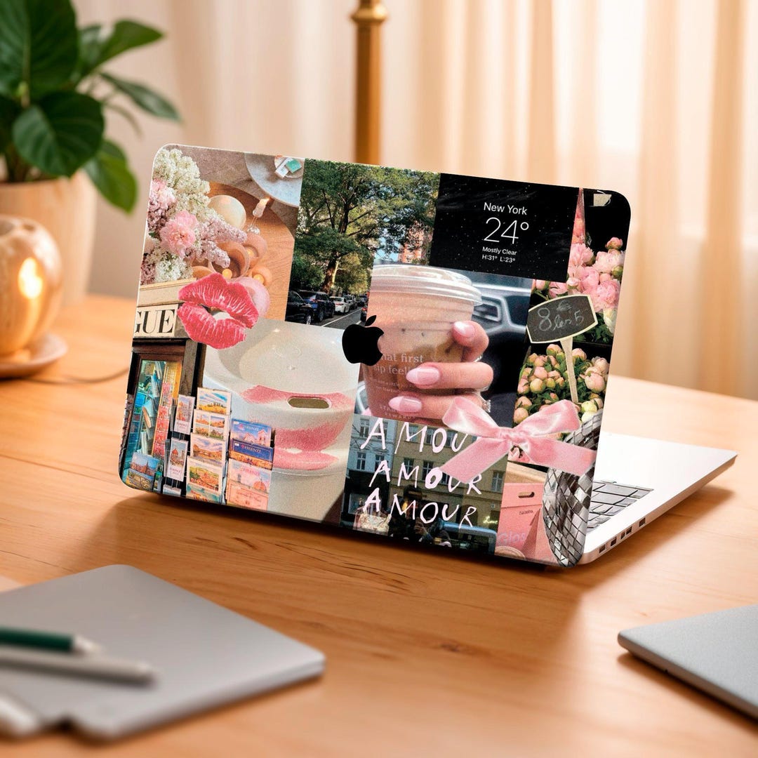 Pink Aesthetic Collage MacBook Decal - Trendy Laptop Sticker ...
