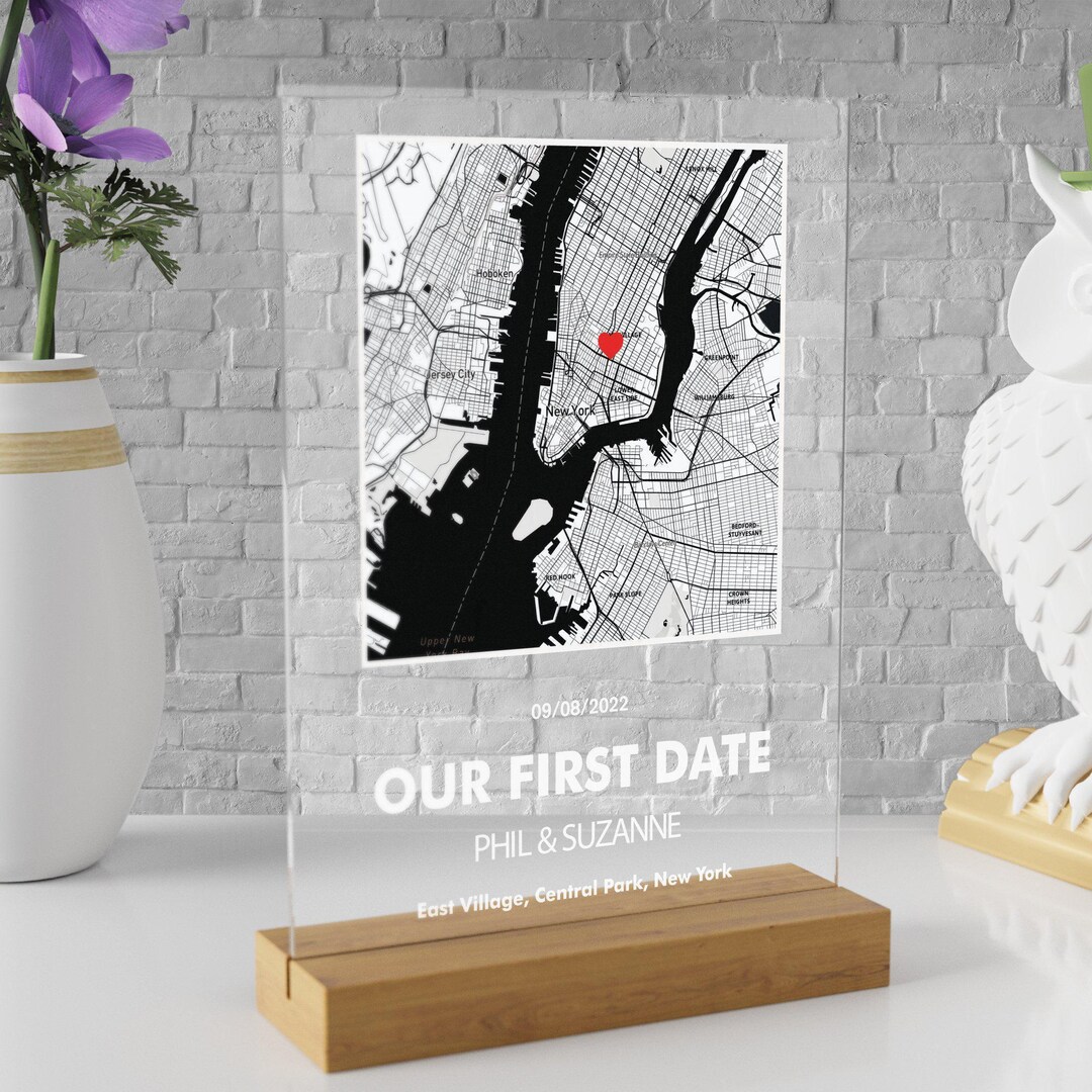 Custom First Date Map, Acrylic Plaque Where We Met, Personalized Where ...