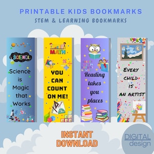 Printable STEM & Learning Bookmarks for Kids Science, Math, Reading ...