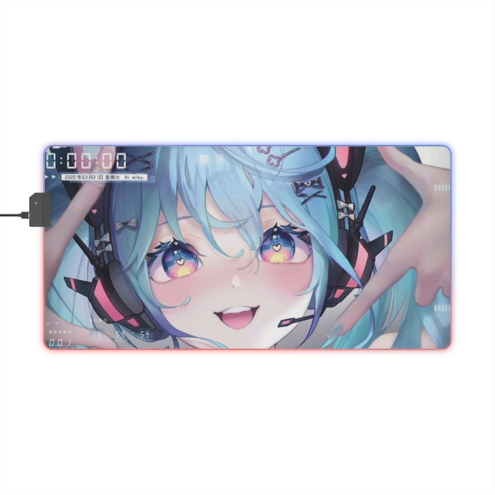 LED Hatsune Miku Mousepad, Gaming Mousepad, Large Desk Mat, Anime Mouse ...