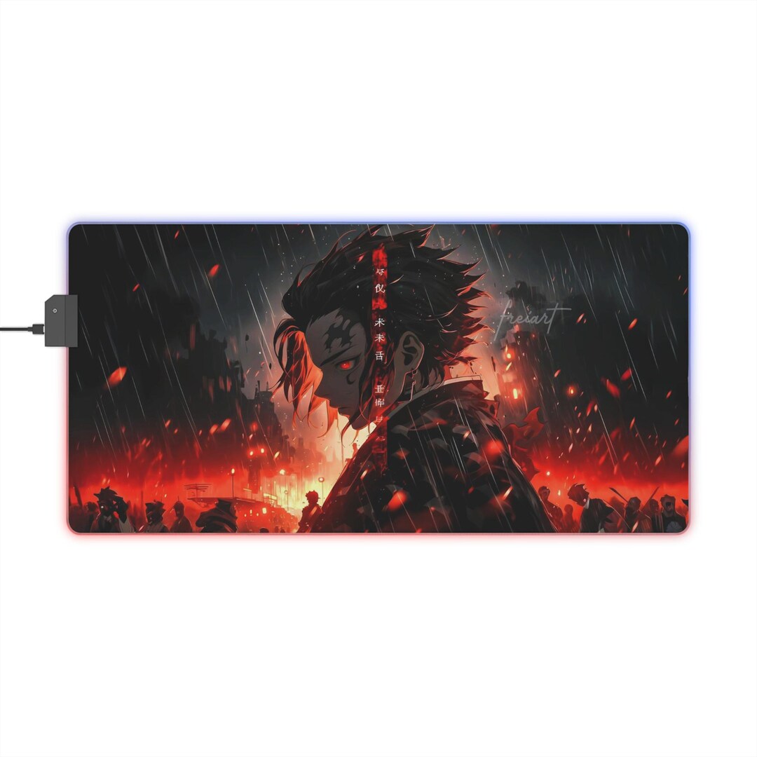 Demon Slayer Fire LED Anime Gaming Mousepad, Gaming, Desk Mat, Anime ...