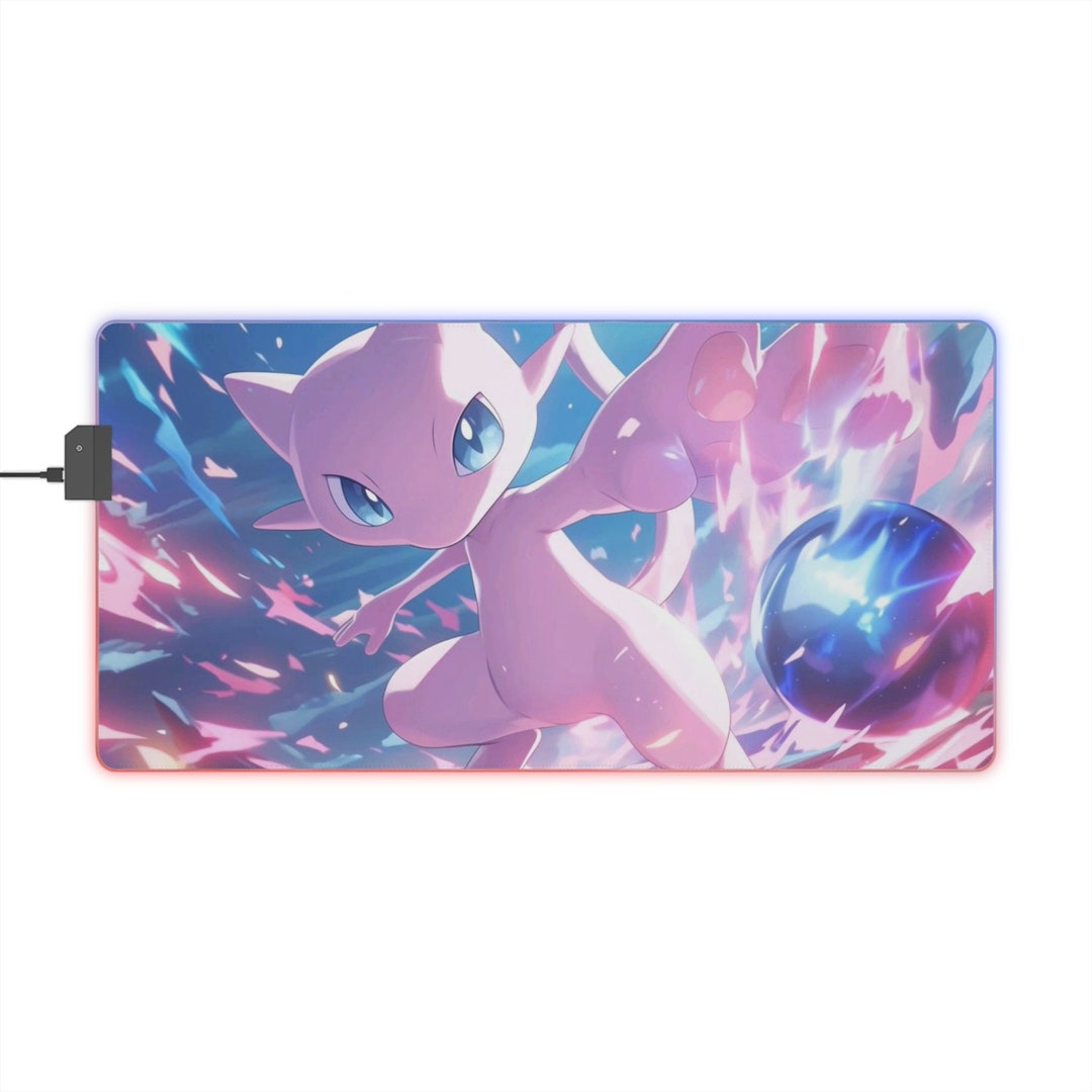LED Mew Pokemon Mousepad, Gaming Mousepad, Large Desk Mat, Anime Mouse ...