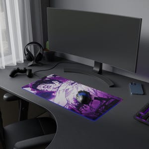 LED Yuta JJK Purple Aesthetic Series Mousepad, Gaming, Desk Mat, Anime ...